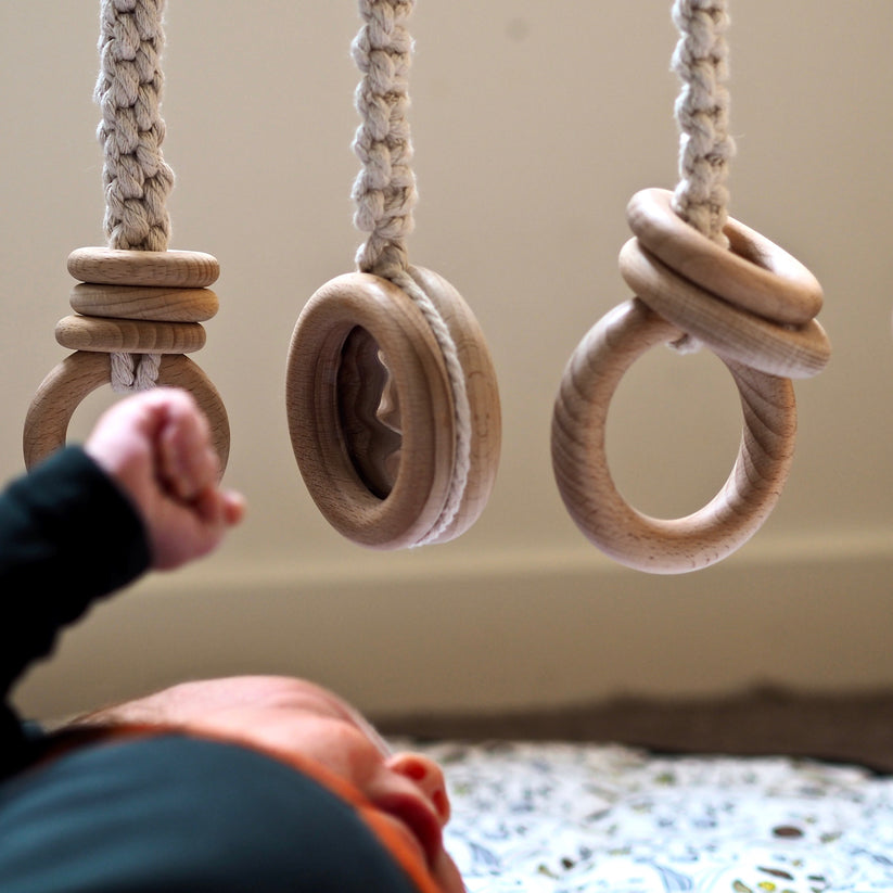 Deluxe Raw Beechwood Macrame Play Gym Package - SINGLE FRAME & MACRAME ...