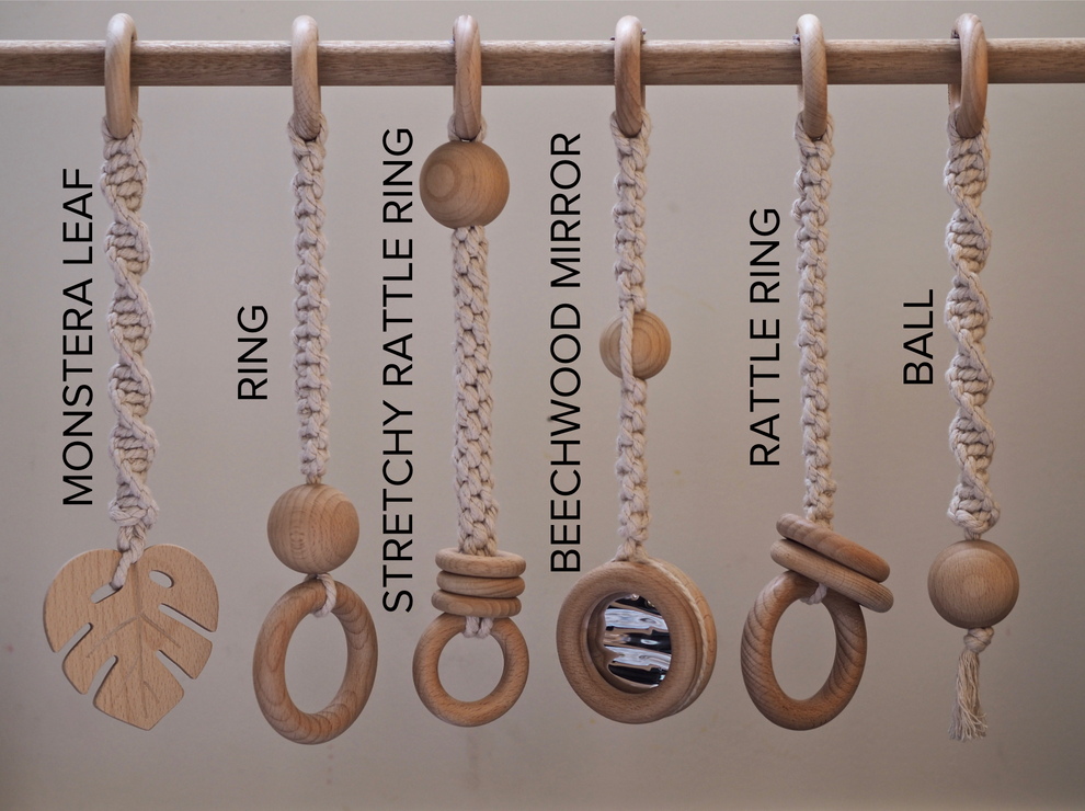 Set of 3 Macrame Play Gym Toys – Arabella + Autumn